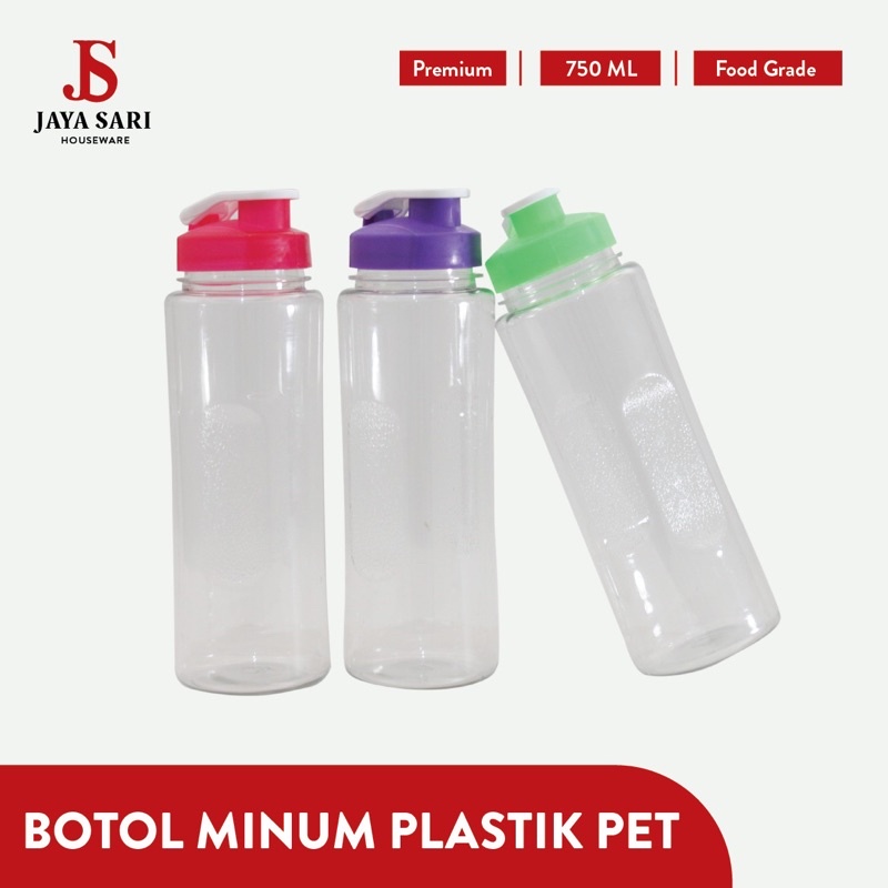 Jual Botol minum plastik PET tutup flip top 750 ml / Botol minum bening ...