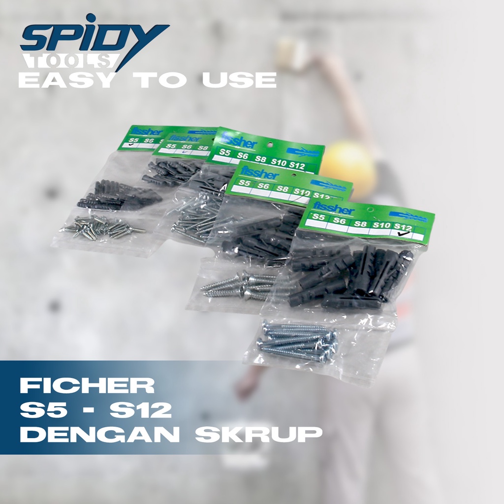 Jual SPIDY Paku Sekrup Set Tembok Semen S5 - S12 Skrup Dinding Beton ...