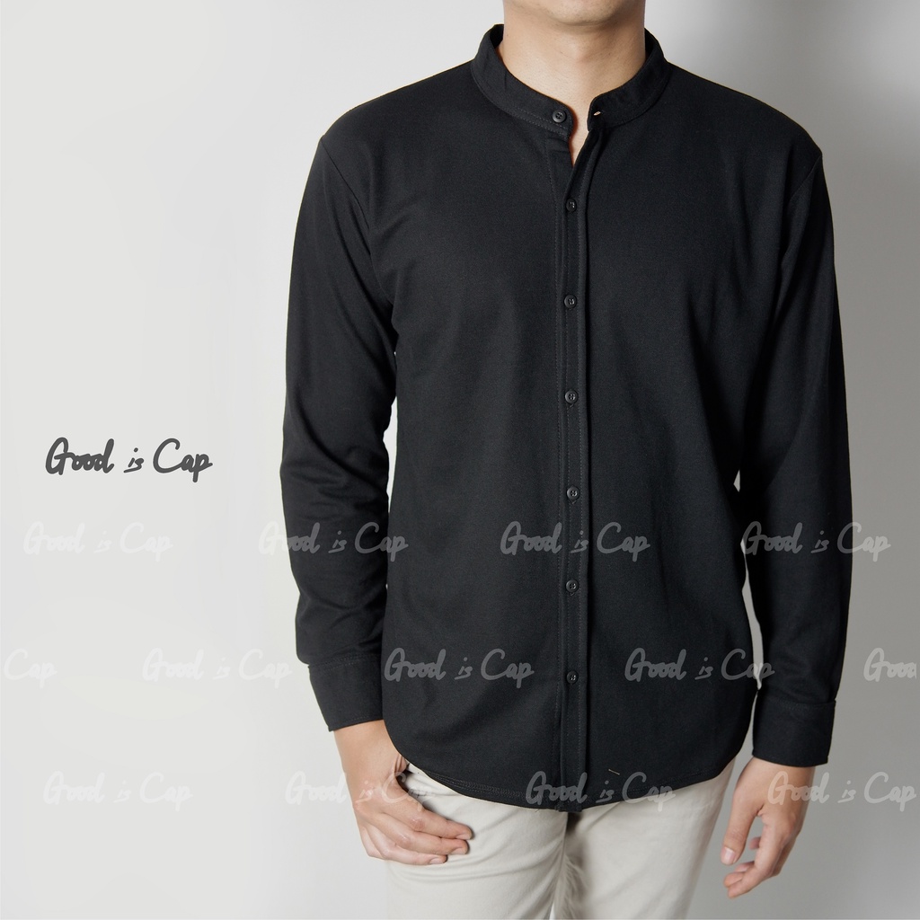 Jual Kemeja Pria Polos Cotton Pique Casual Kerah Ciangi | Shopee Indonesia