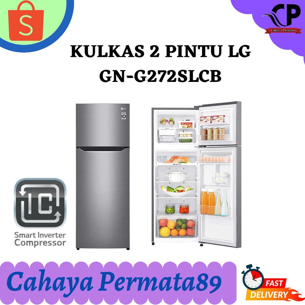 Jual LG GN-G272SLCB Kulkas 2 Pintu Inverter Door Cooling 272L GNG272SLCB | Shopee Indonesia