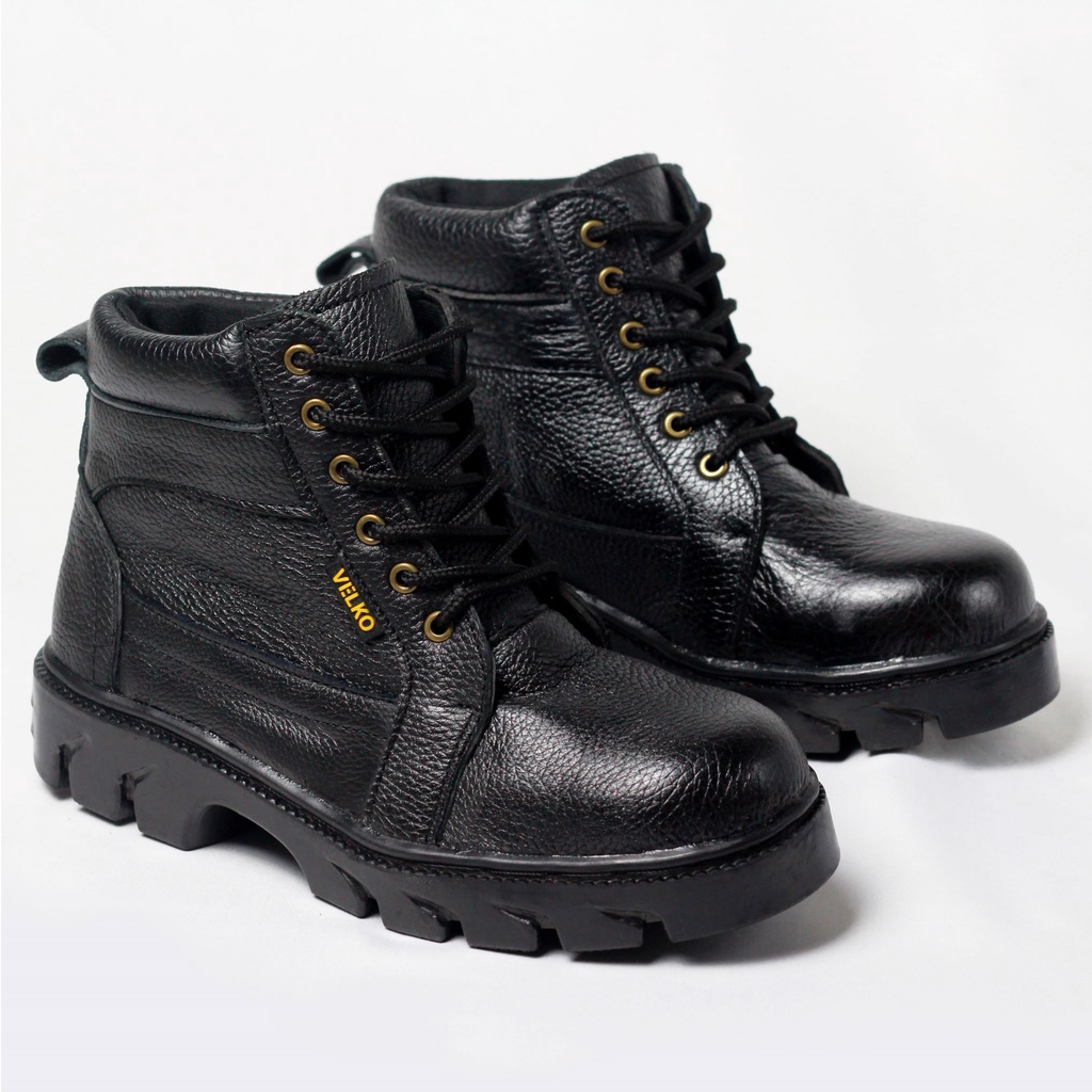 Jual Sepatu Safety Boots Kulit Sapi Asli Original Velko | Shopee Indonesia