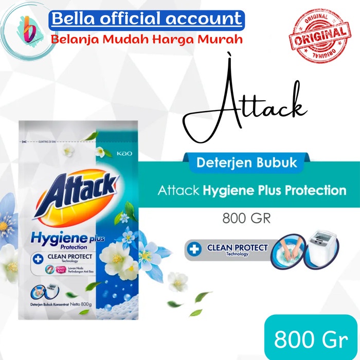 Jual Attack Hygiene Plus Softener Liquid Detergent All Powder 800 Gr - Biru | Shopee Indonesia