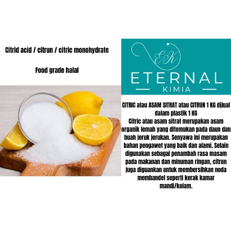 Jual citrid acid / citrun / citric monohydrate 1 kg | Shopee Indonesia
