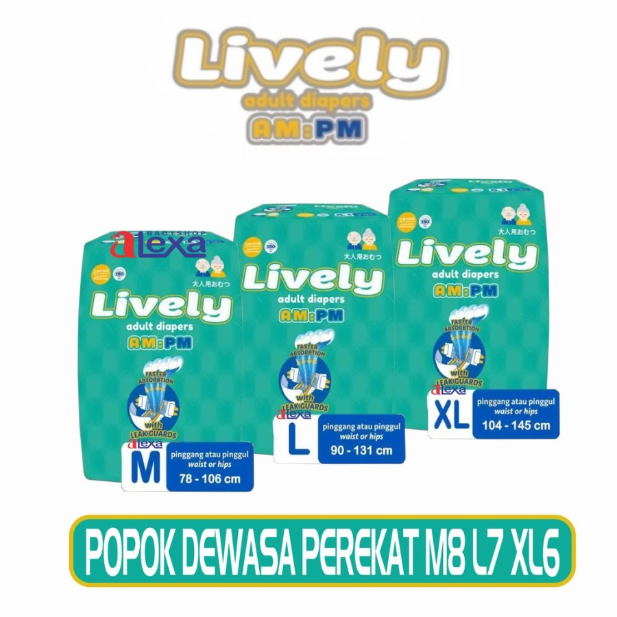 Jual LIVELY Adult Diapers Day Night M L XL Popok Dewasa Perekat M8 L7 ...