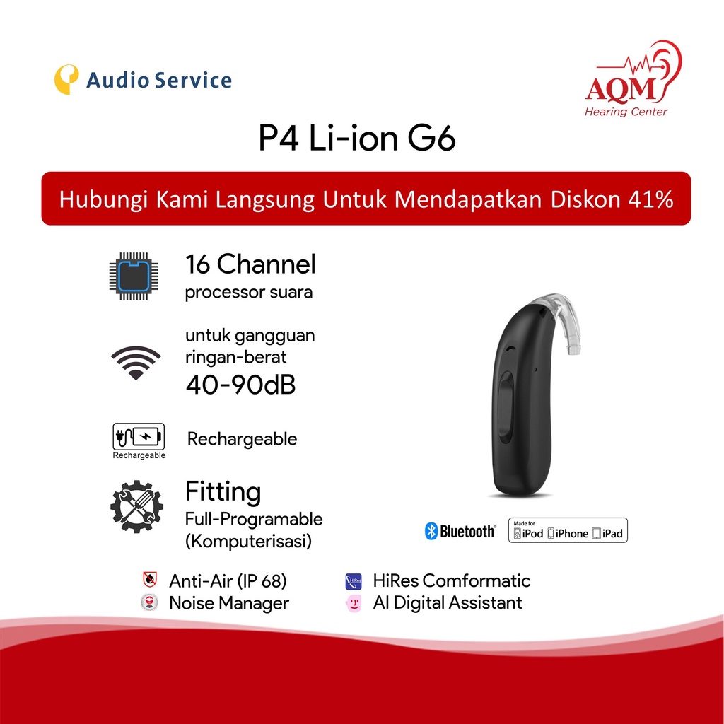 Jual Alat Bantu Dengar AudioService P4 Li-Ion G6 | Shopee Indonesia