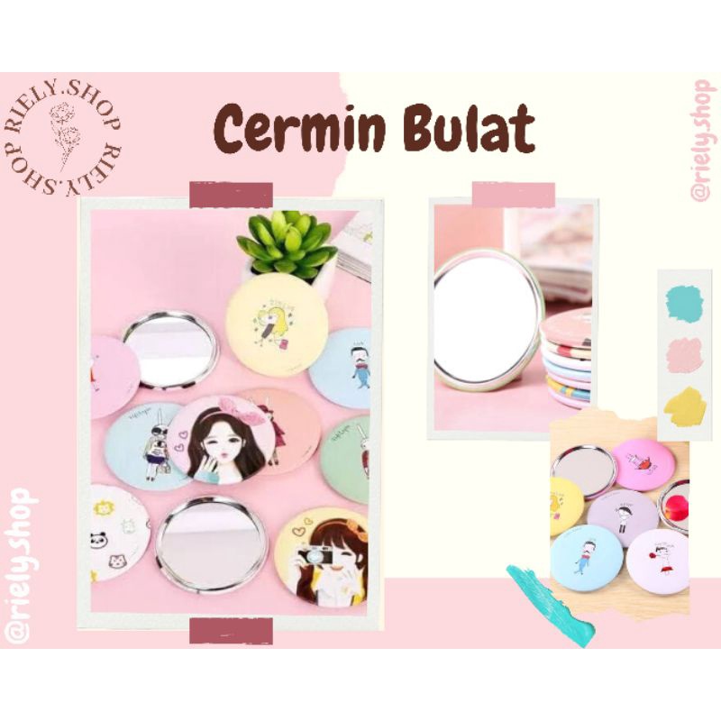 Jual Kaca Cermin Mini Bulat Make Up Saku Animasi / Cermin Bulat Mini ...
