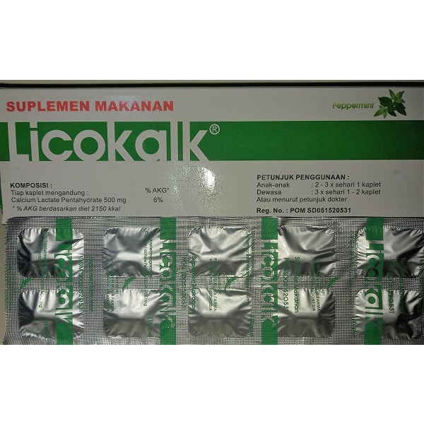 Jual LICOKALK calcium lactate 500 mg per strip | Shopee Indonesia