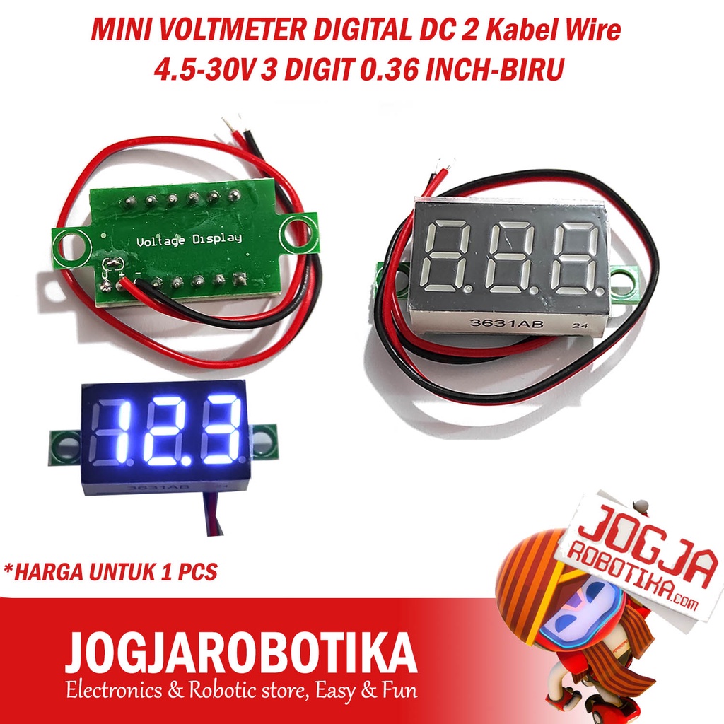 Jual MINI VOLTMETER DIGITAL DC 2 Kabel Wire 4.5-30V 3 DIGIT 0.36 INCH ...
