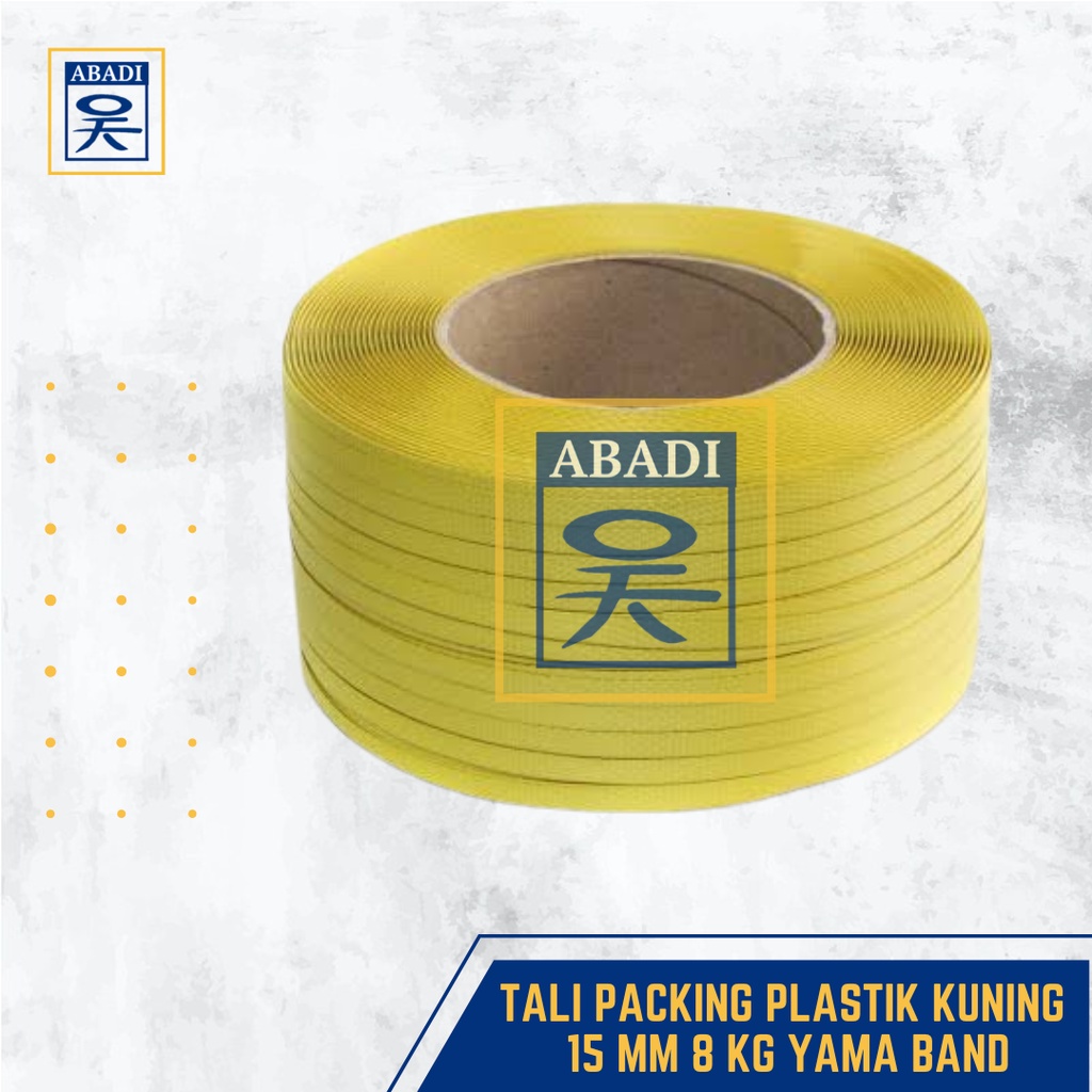 Jual TALI PACKING PLASTIK KUNING PER ROLL 15 MM 8 KG YAMA BAND | Shopee ...