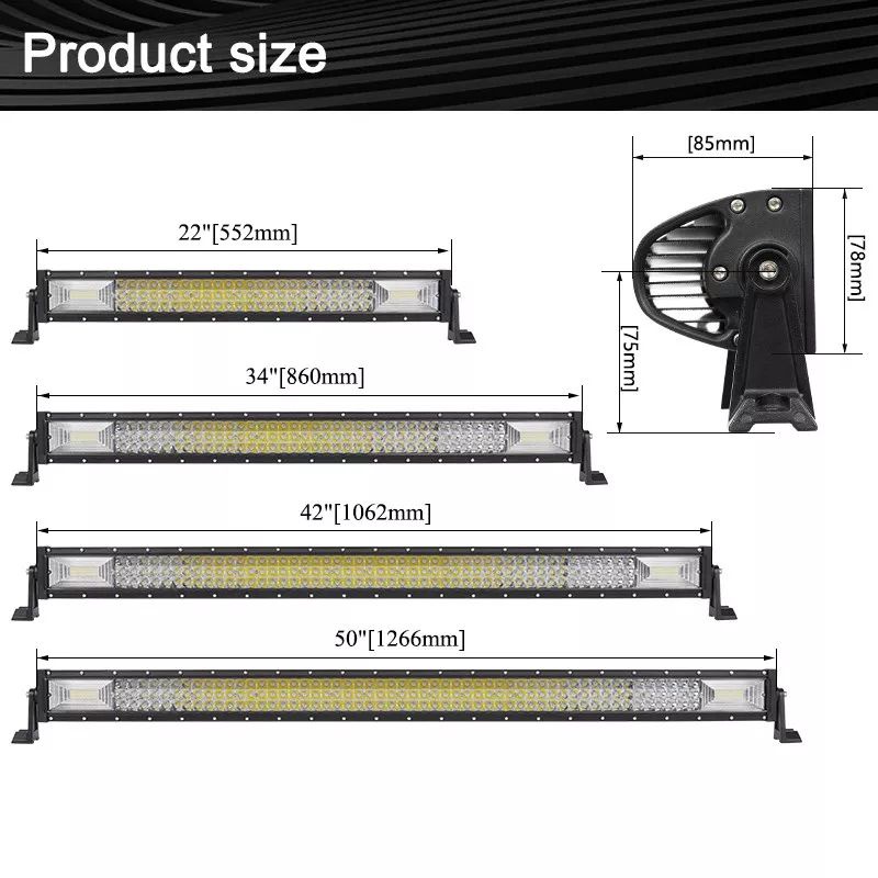 Jual lampu sorot LED BAR 120-130 CM 3 ROW Cahaya putih ,putih kuning 5 ...