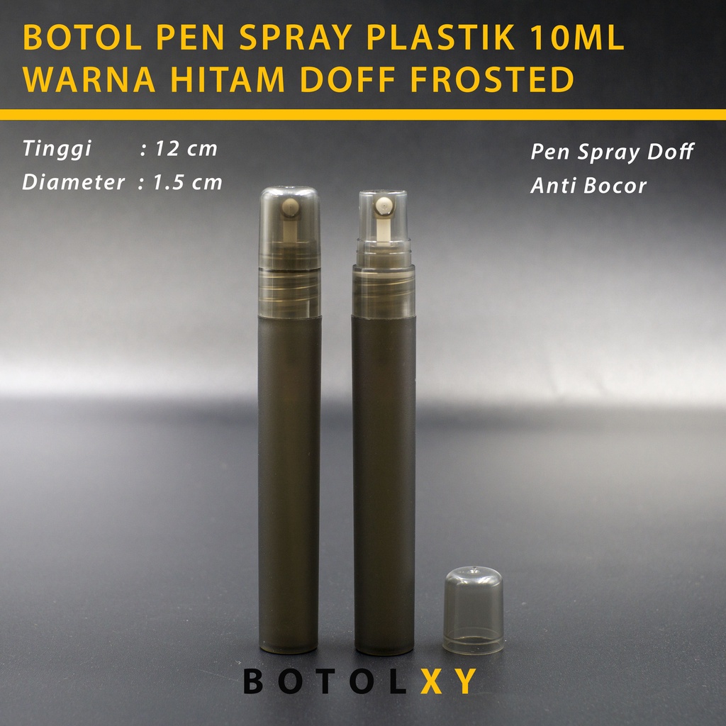 Jual Botol Pen Spray 10ml Plastik HITAM Doff Transparan / Frosted ...