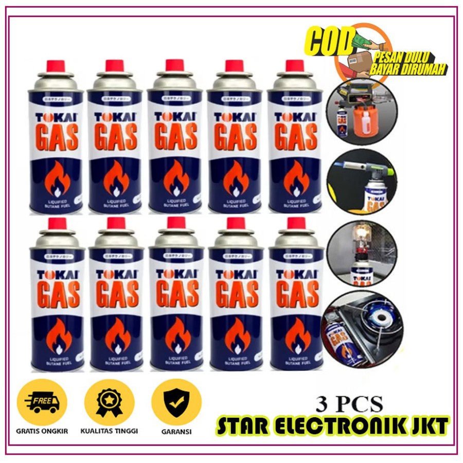 Jual Gas Kaleng Portable / Tabung Gas Mini Tokai 10 pcs x 235 gram ...