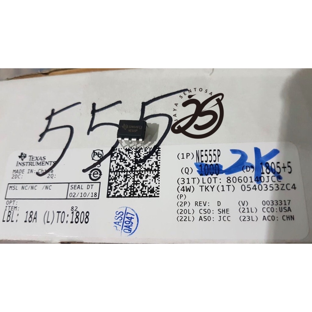 Jual IC NE555 ASLI ORIGINAL (1 BUAH) IC TIMER NE 555 TEXAS INSTRUMENT ...
