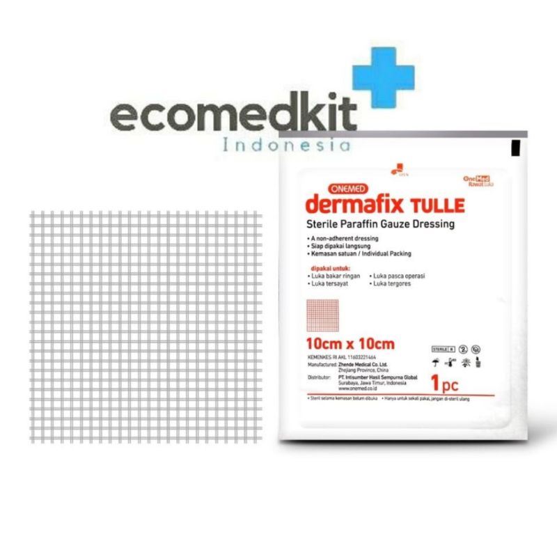 Jual Dermafix Tulle 10cm x 10cm Pafaffin Gauze Dressing Onemed | Shopee ...