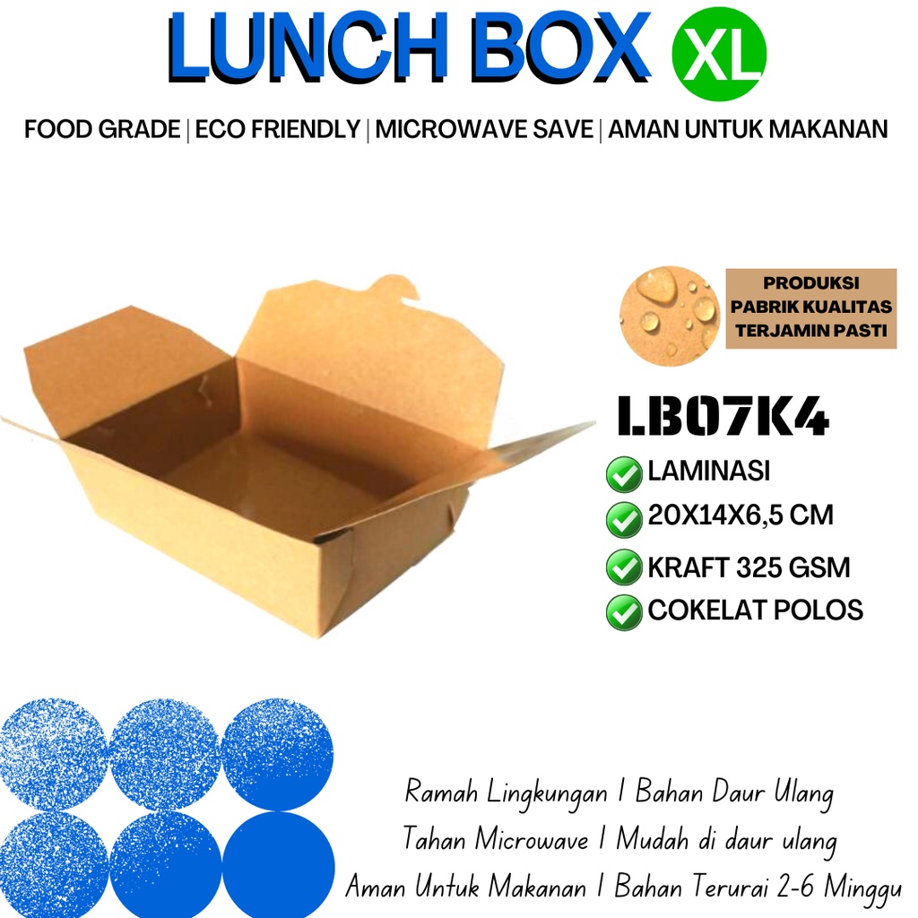 Jual Lunch Box Uk. XL -20X14X6.5-Laminated Paper Lunch Box Uk. XL ...