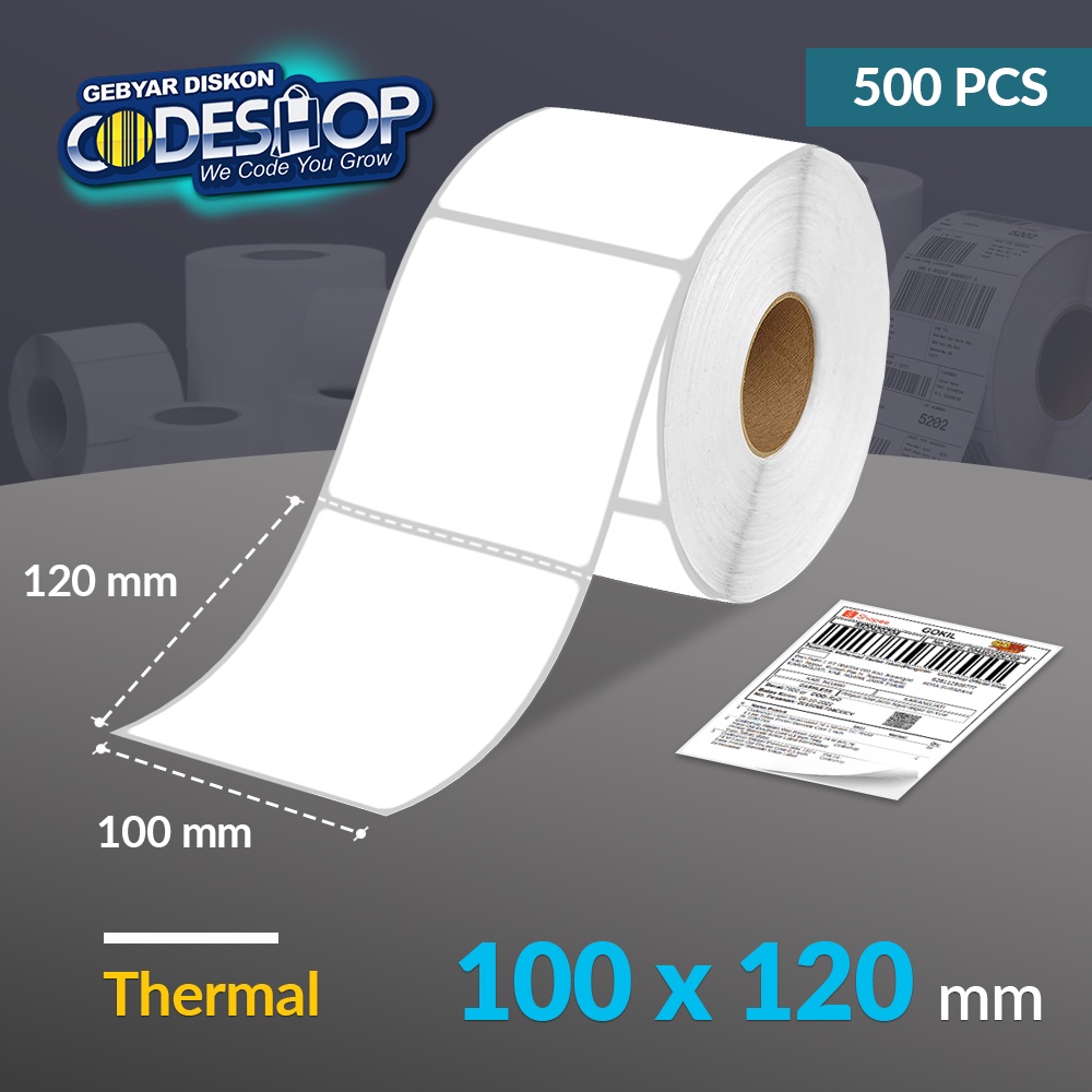 Jual Codeshop Label Thermal 100 x 120 mm 1 Line Stiker Printer Barcode ...