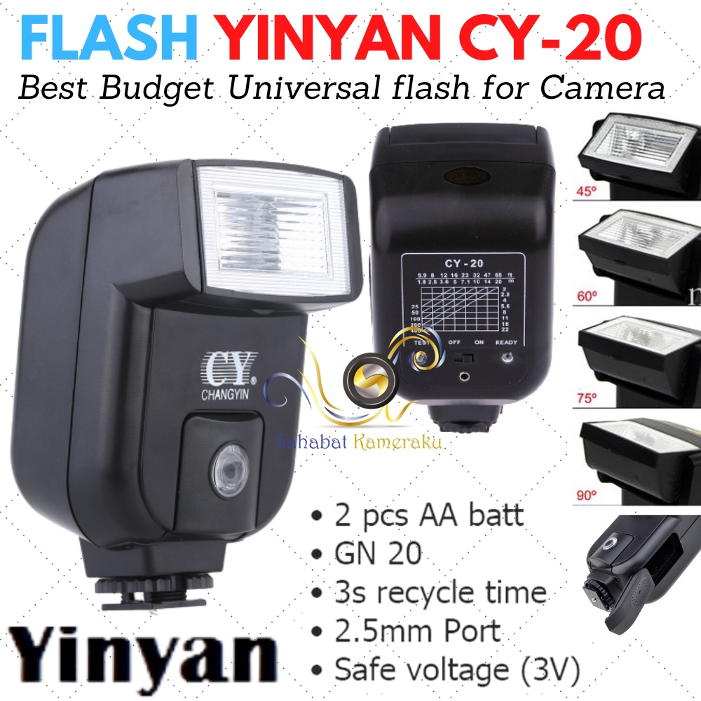 Jual Lampu Flash Speedlite Kamera Yinyan CY20 Mirrorless Canon Nikon Fuji Sony Olympus CY-20 ...