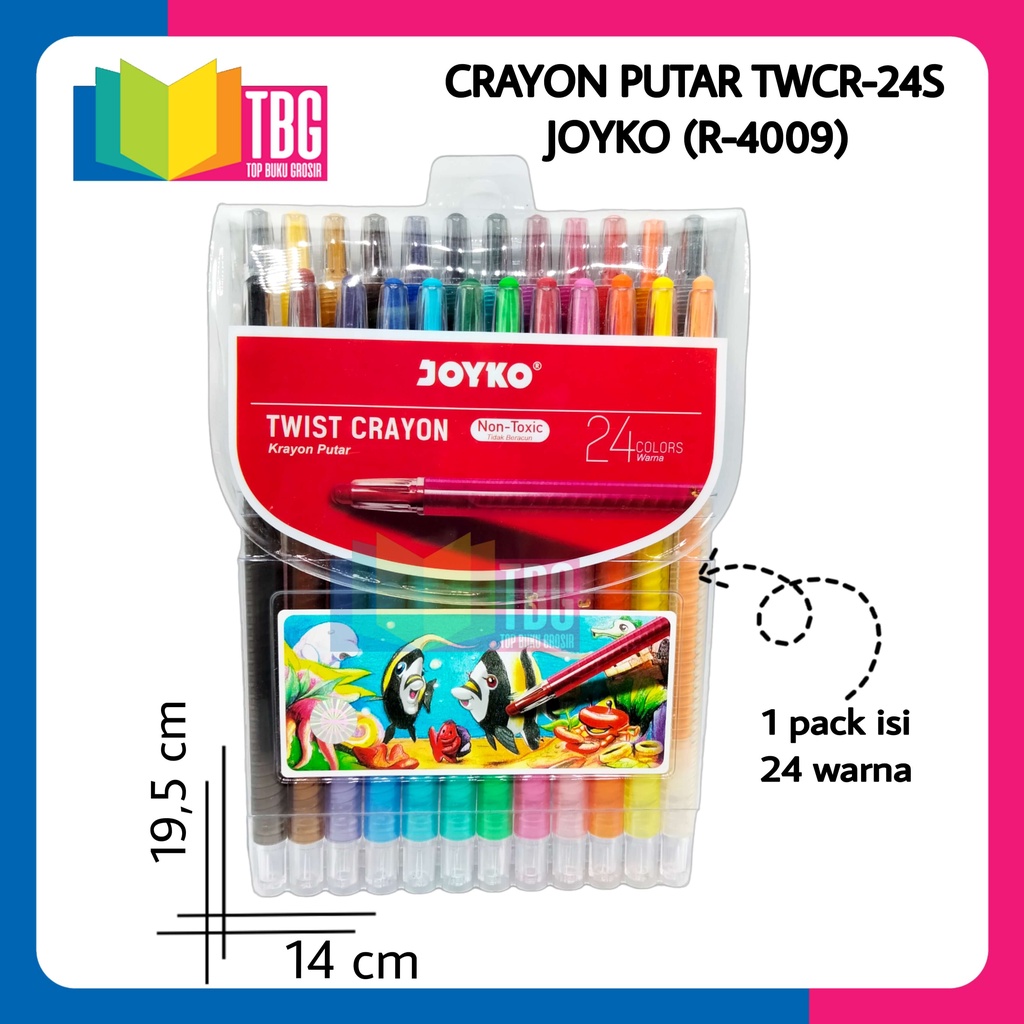 Jual 1 SET CRAYON PUTAR TWCR-24S JOYKO KRAYON TWIST ALAT MEWARNAI ISI ...