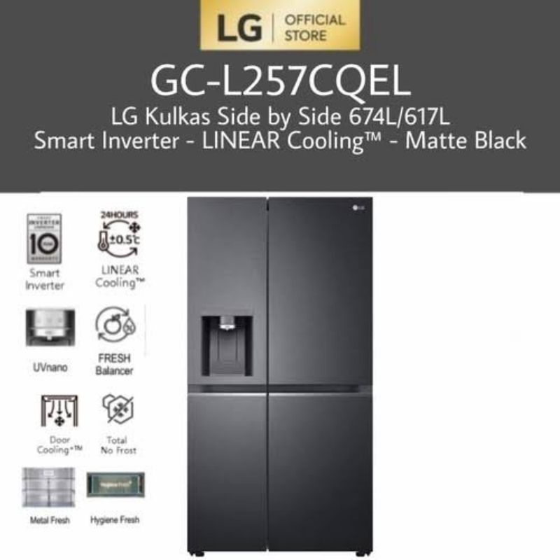 Jual LG GC-L257CQEL KULKAS SIDE BY SIDE GC-L22FFLQB MULTI DOOR INVERTER ...