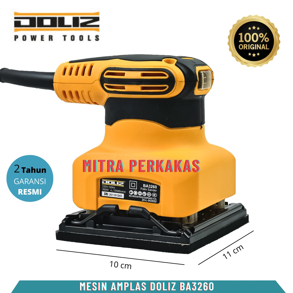 Jual Mesin Amplas Kayu Kotak 260 W Doliz / Palm Sander 260Watt BA3260 ...