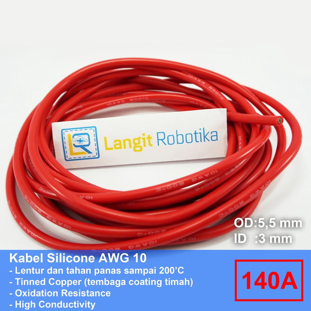 Jual AWG 10 Kabel Silicone AWG10 Cable Silikon Wire RED Merah RC Plane ...
