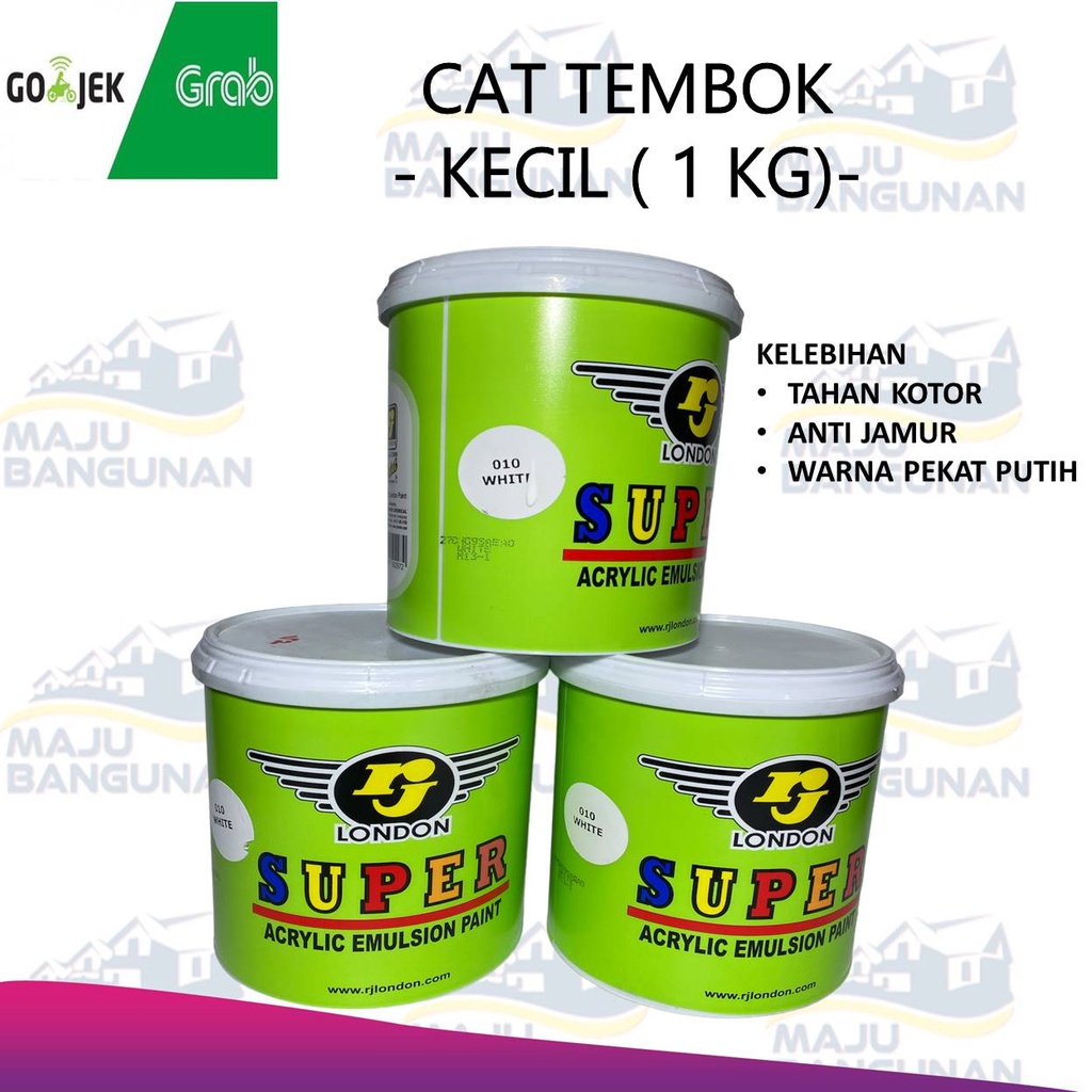 Jual Cat Tembok Super Rj London 1 kg / Cat Air Kecil RJ Putih / Cat ...