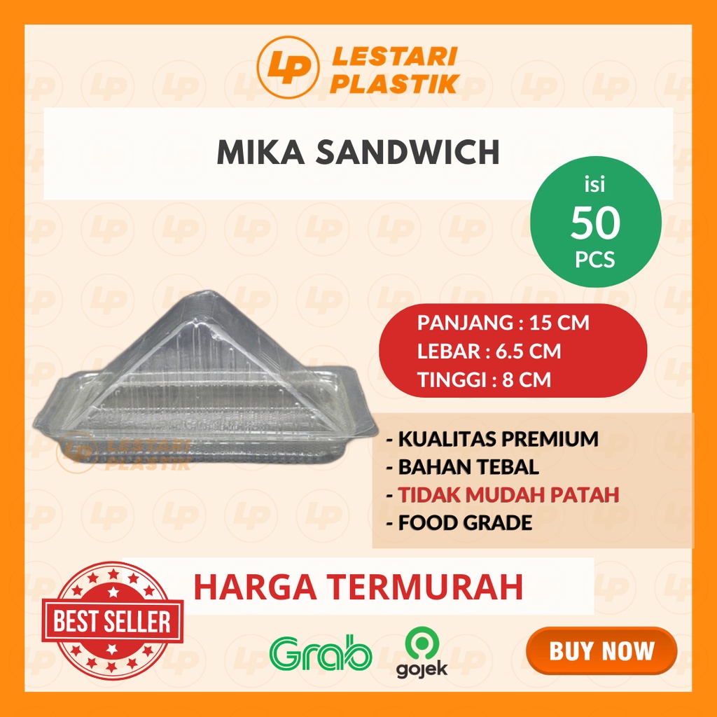 Jual [TERMURAH] Kemasan Sandwich / Tray Sandwich / Mika Roti Segitiga ...