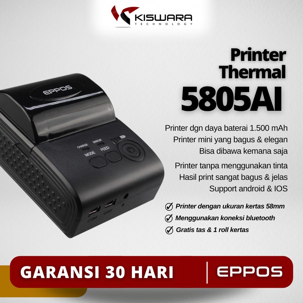 Jual Mini Printer Bluetooth EPPOS EP5805AI print ressi | Shopee Indonesia