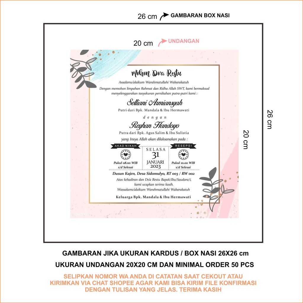 Jual COD CETAK UNDANGAN TONJOKAN HVS / STIKER HVS MODEL 001 UNDANGAN ...