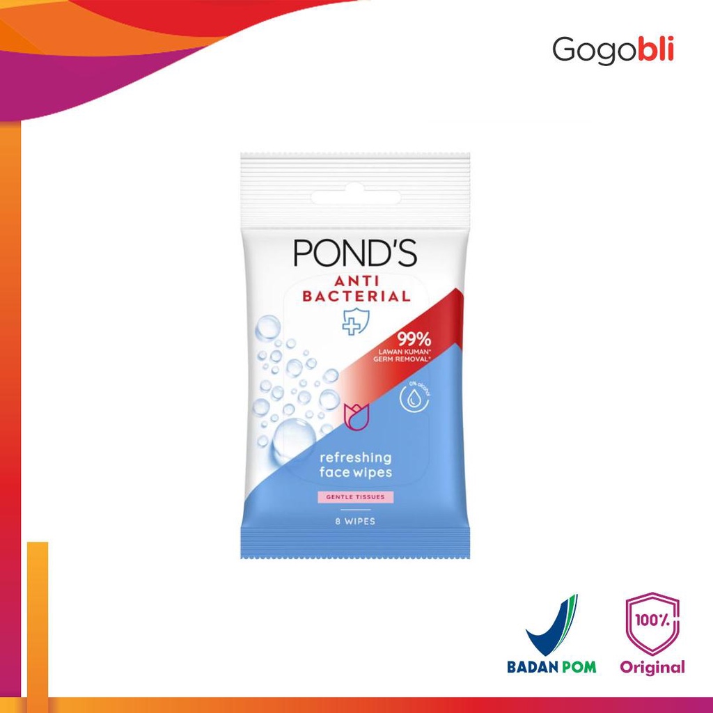 Jual Ponds Anti Bacterial Refreshing Face Wipes 8s | Shopee Indonesia