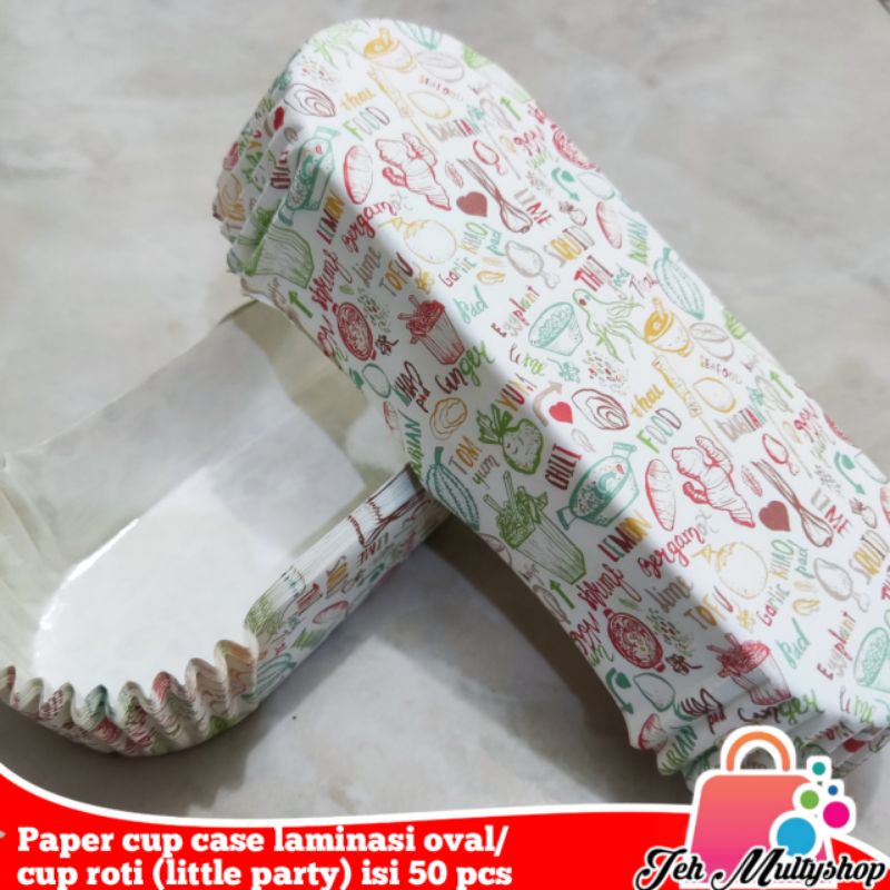 Jual paper cup case laminasi oval/ cup roti (little party) isi 50 pcs ...
