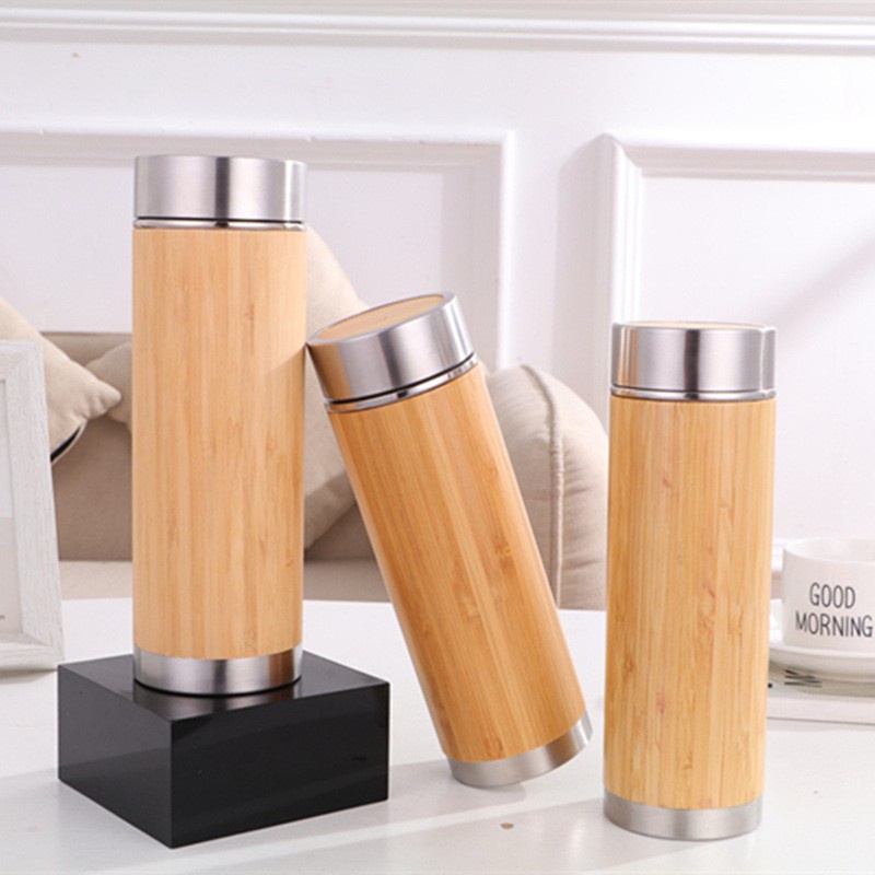 Jual Botol Termos Vacuum Bambu 450ml Stainless Steel Tumbler - HN95 ...