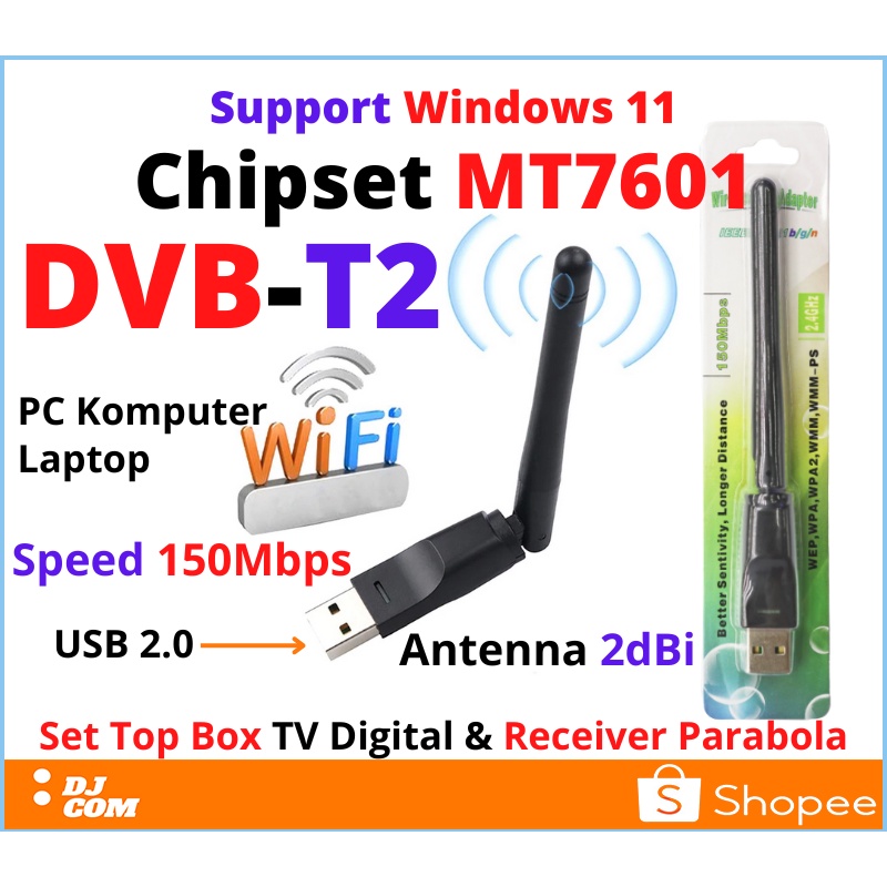 Jual USB Dongle Wifi Wireless Adapter Receiver Komputer PC Laptop Set Top Box MT 7601 150Mbps ...