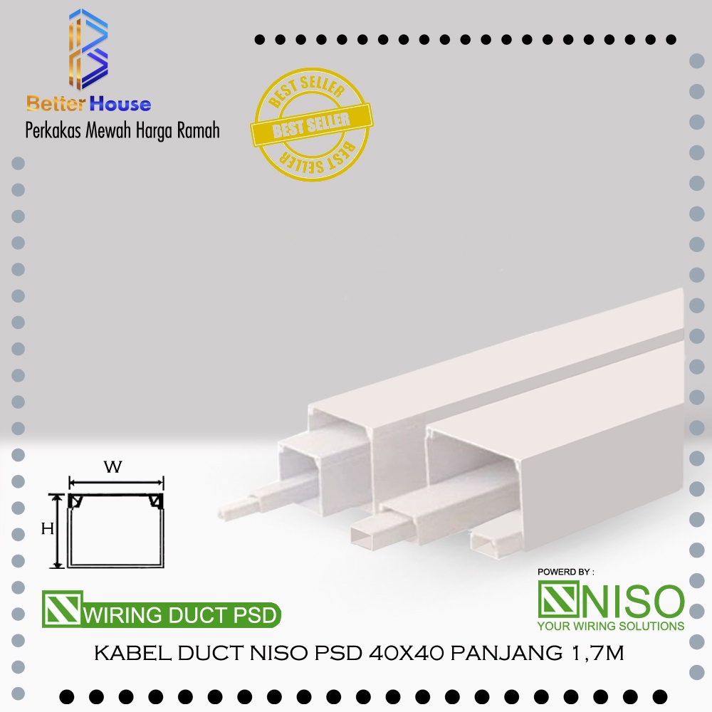 Jual Kabel Ducting Penutup kabel listrik PSD 40x40 mm Panjang 1.7m ...