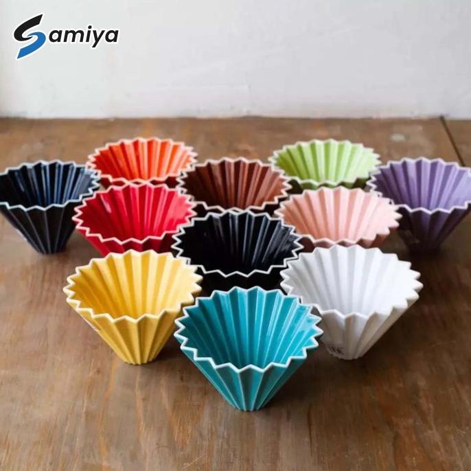 Jual CJ origami dripper kopi V60 / kopi drip warna free ring wooden holder | Shopee Indonesia