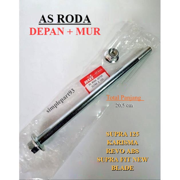 Jual AS RODA DEPAN + MUR MOTOR HONDA - SUPRA X 125 , KHARISMA , BLADE ...