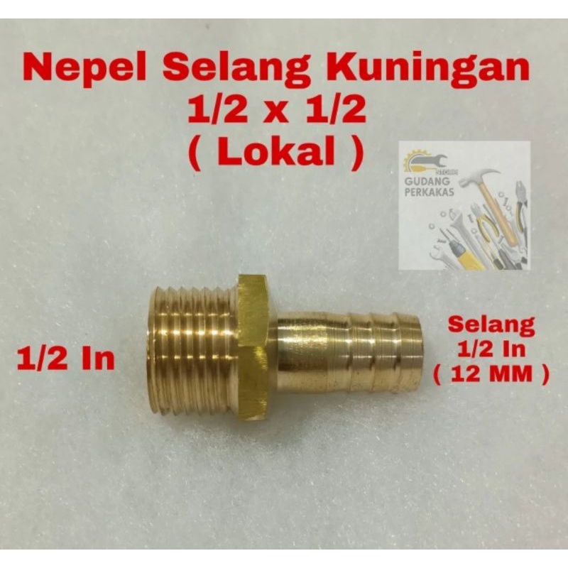 Jual Nepel Selang Kuningan 1/2x1/2 LOKAL - Nepel Selang Drat Luar 1/2 x ...