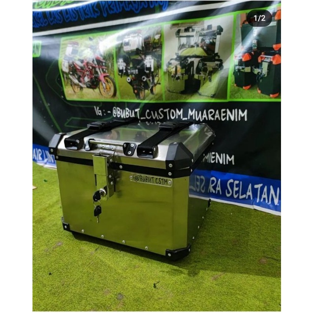 Jual Top box 38L stainless mirror dan hairline, box pannier, box motor ...