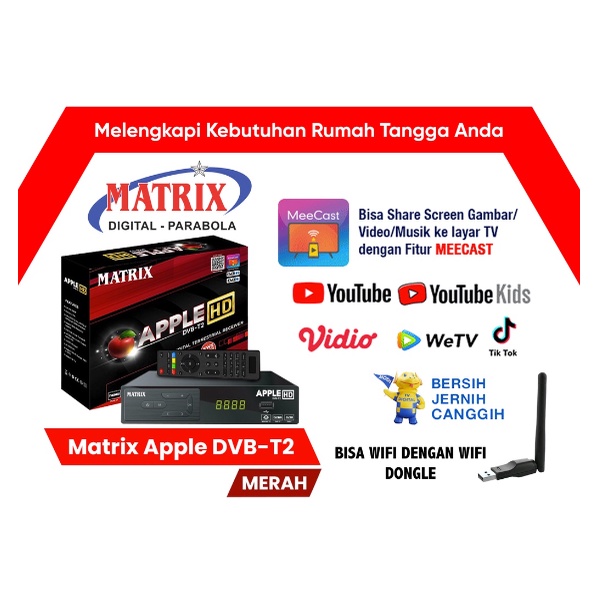 Jual Set Top Box Matrix STB TV Digital Apple Merah DVB Full HD Matrik ...