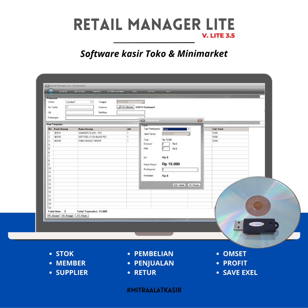 Jual SOFTWARE PROGRAM KASIR TOKO, MINIMARKET, WARUNG KELONTONG SEMBAKO (RETAIL MANAGER LITE V.3 ...