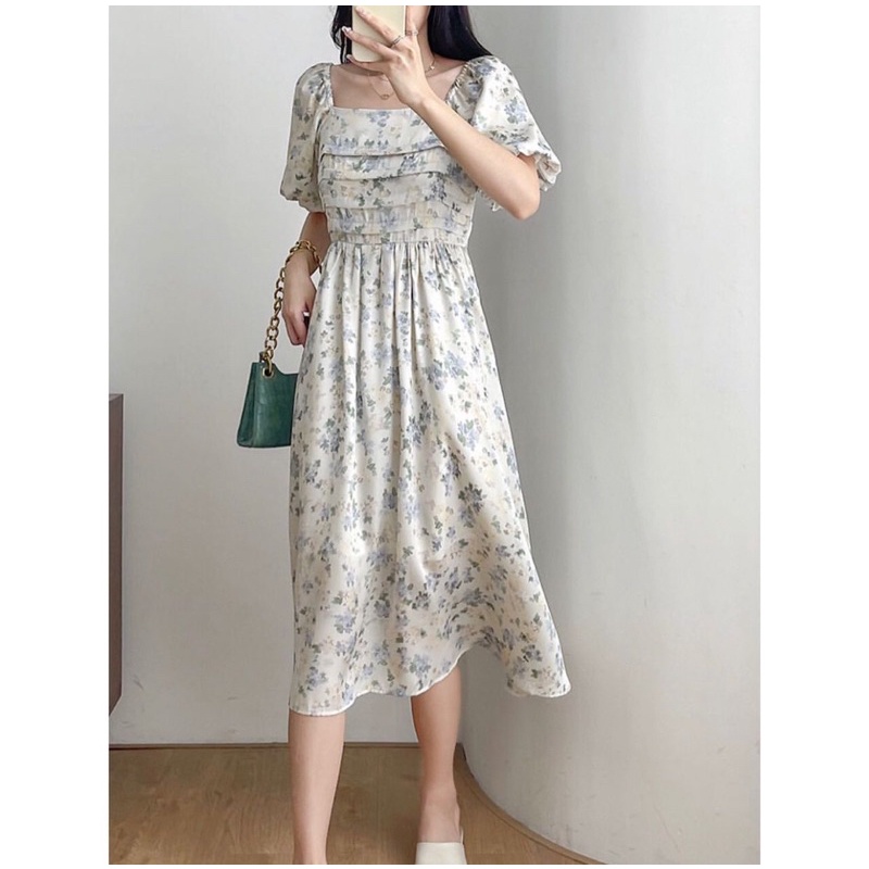Jual Shiro Dress Korean Floral Vintage Summer Gaun Pantai Outdoor Sweet ...