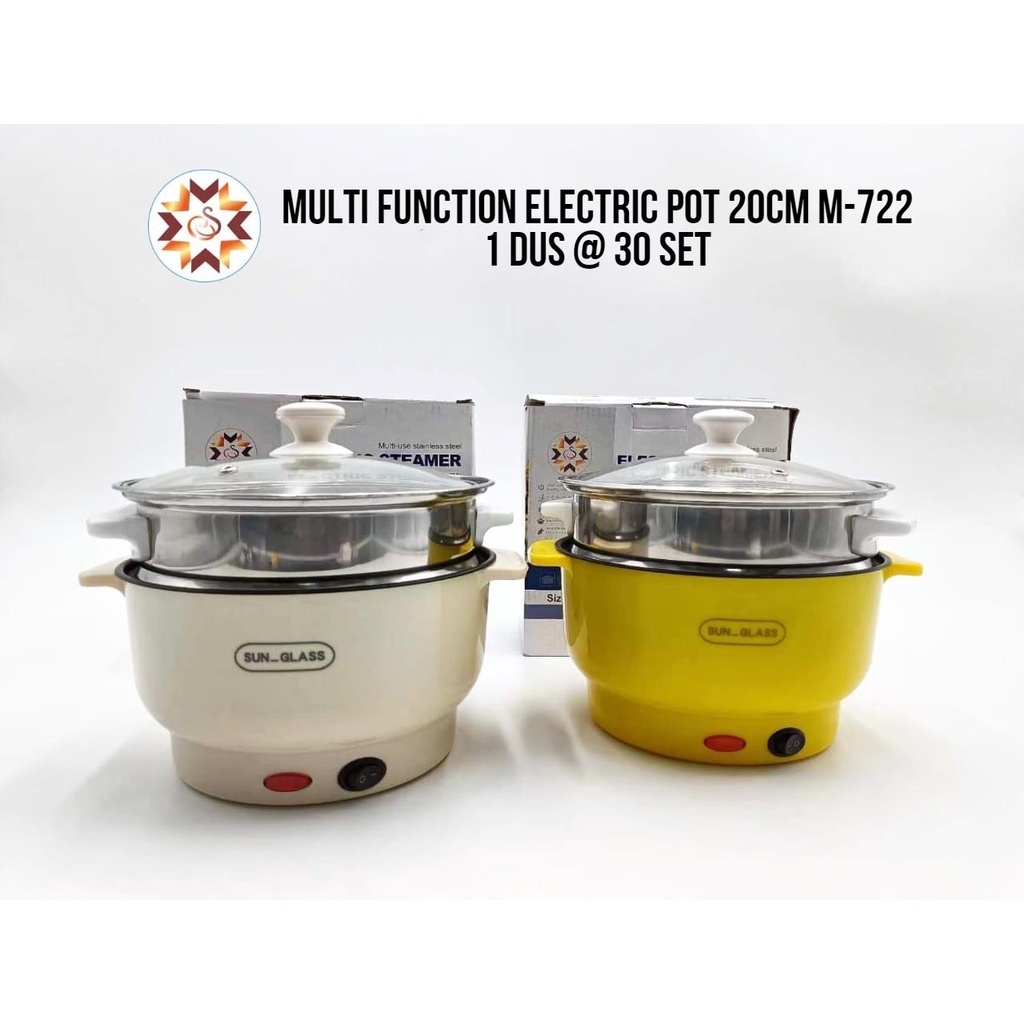 Jual Panci Listrik Serbaguna 20CM / Electric Cooking Pot Free Steamer ...