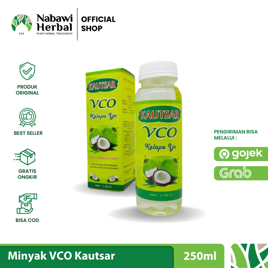 Jual KAUTSAR VCO - Minyak Kelapa Ijo Virgin Cococnut Oil 250ml | Shopee ...