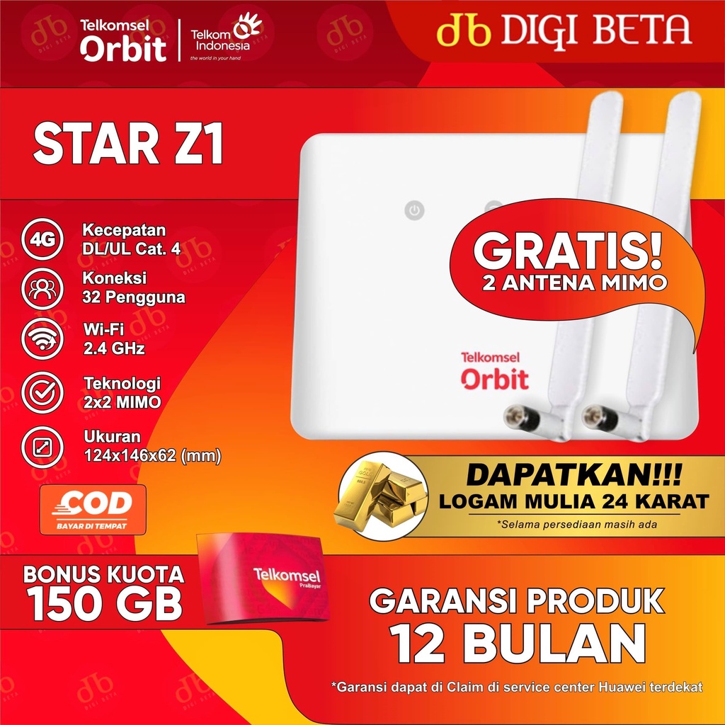 Jual Telkomsel Orbit Star Z1 Modem Router WiFi 4G ZTE MF293N Bonus ...