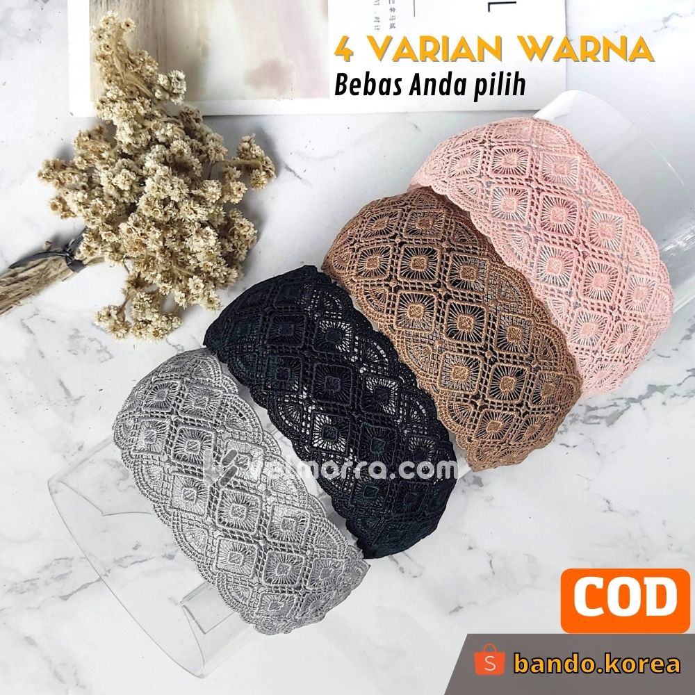 Jual Bando Lace Brokat French Headband Korea Lentur Ringan Lebar Brukat ...