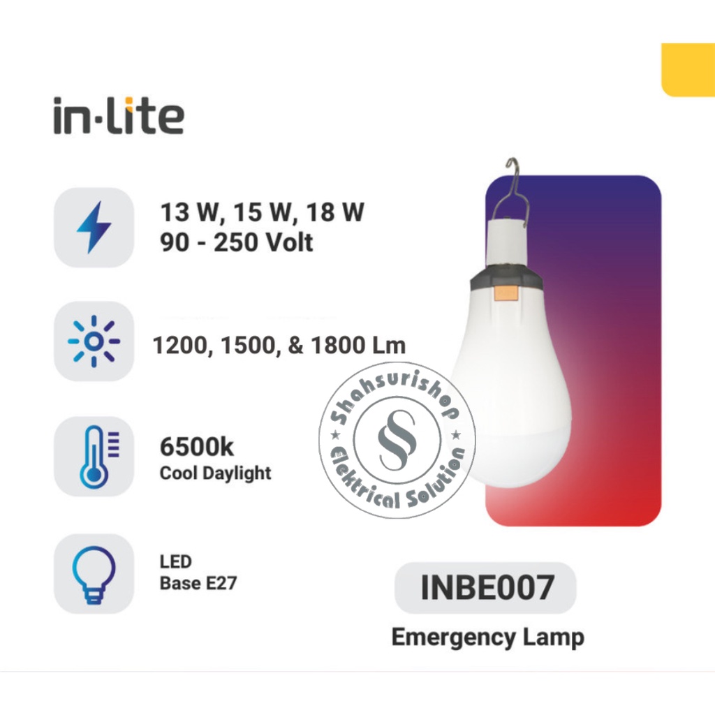 Jual IN-LITE INLITE EMERGENCY LED BULB INBE007 13 WATT 13W LAMPU ...