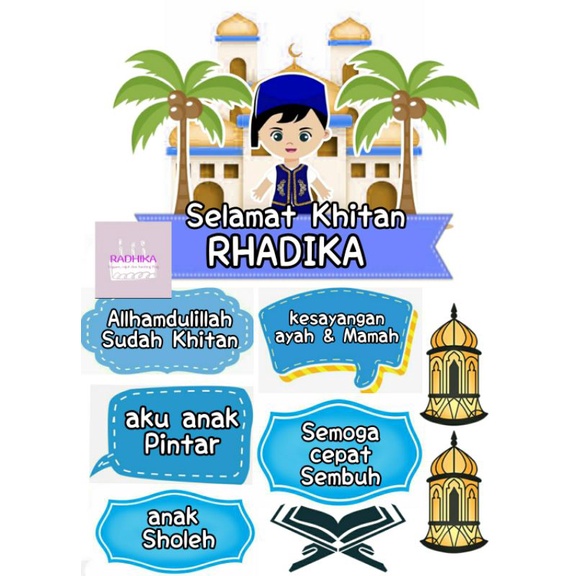 Jual Topper kue selamat khitan Khitanan custom nama | Shopee Indonesia