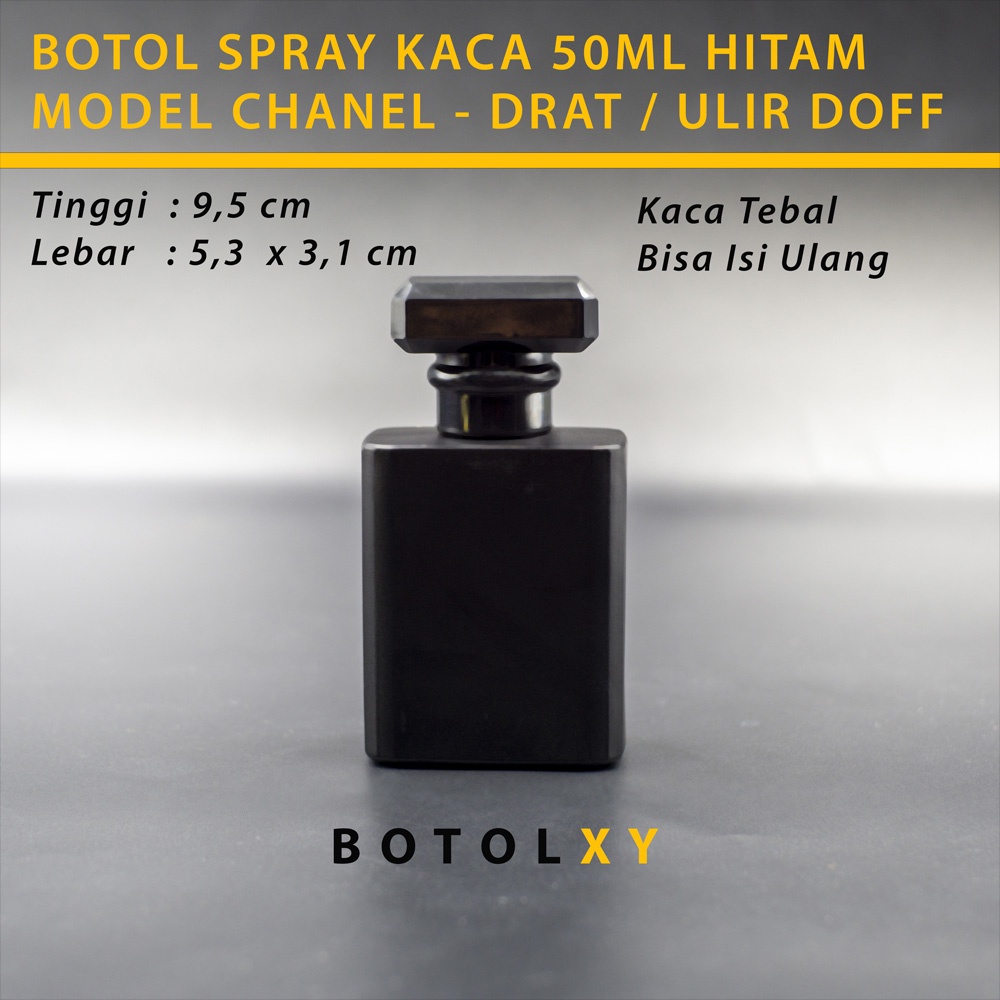 Jual Botol Parfum 50ml Spray Kaca HITAM DOFF Kotak Tebal Isi Ulang ...