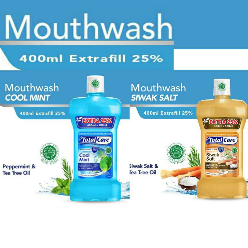 Jual Total Care MouthWash Siwak Salt & Cool Mint 400+100mL - Obat Kumur ...