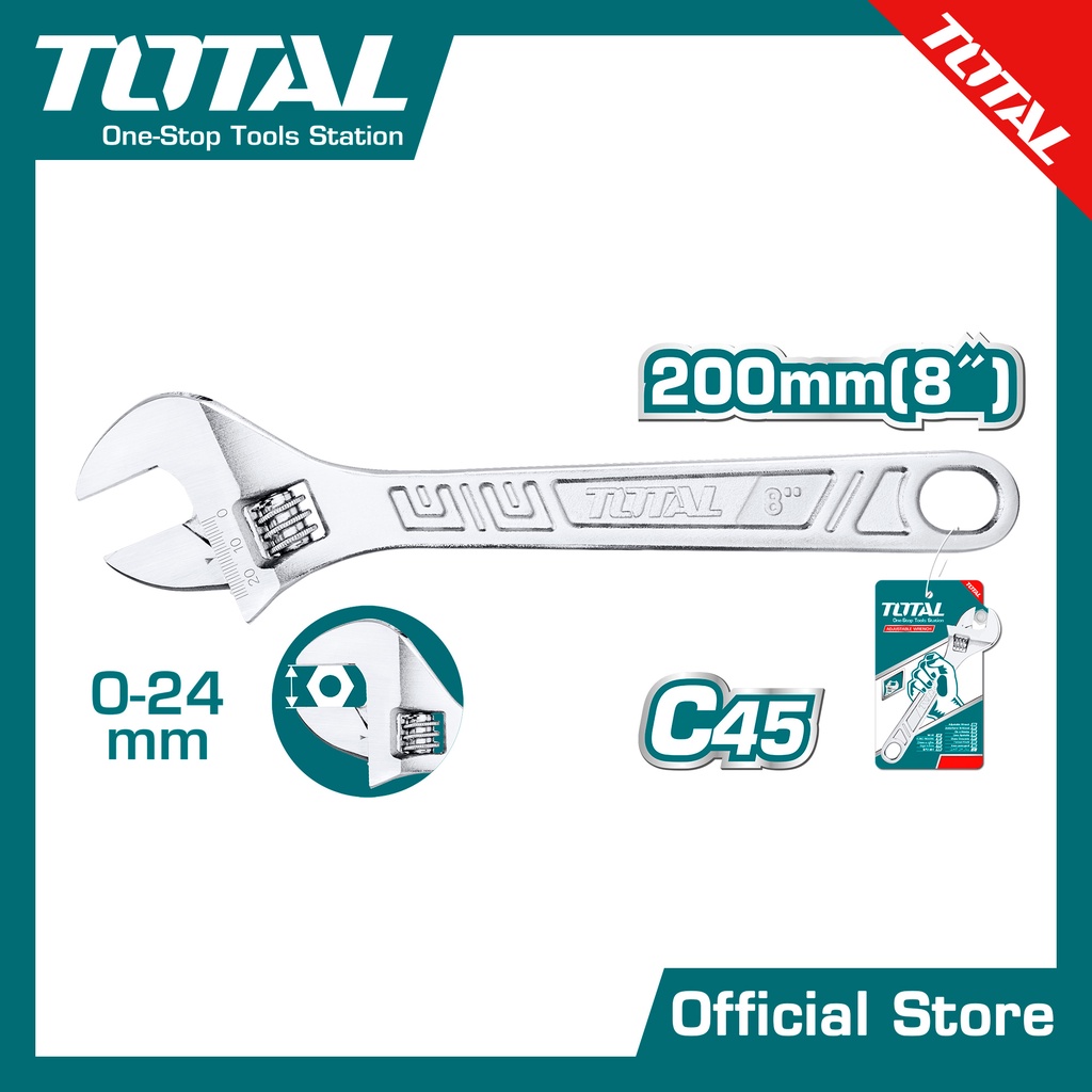 Jual Kunci Inggris/Adjustable wrench TOTAL THT101083 200mm(8") | Shopee ...